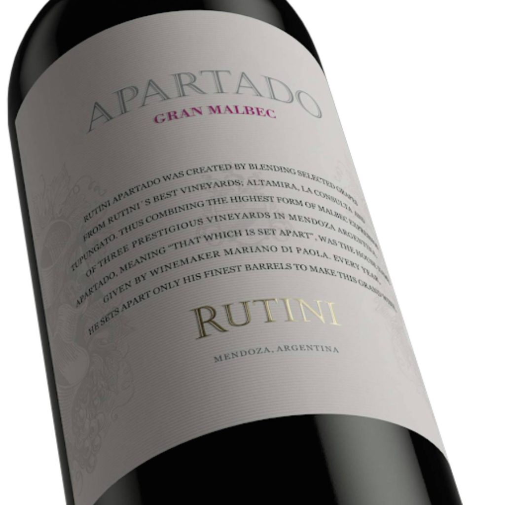 Vinho Rutini Apartado Gran Malbec – Luxury Brasil Vinhos